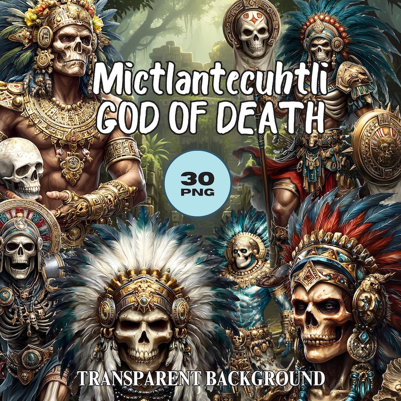 Aztec God of Death Mictlantecuhtli PNG Bundle Mexican Folk Art ...
