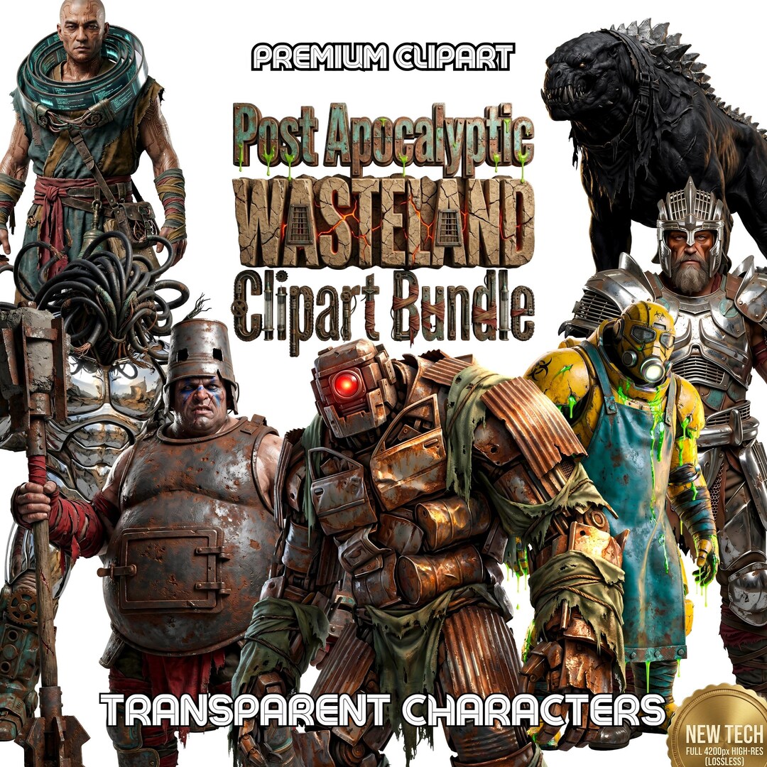 Post Apocalyptic PNG Wasteland Clipart Bundle | Gritty Cyberpunk ...