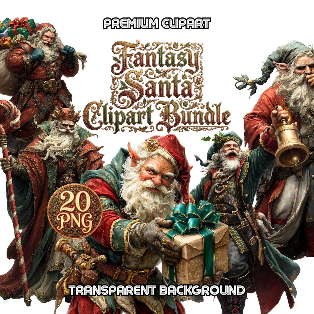 Fantasy Santa Claus Clipart | RPG Character Art PNG | Dnd Christmas NPC ...