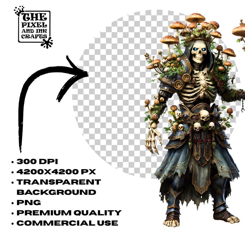 Undead King TTRPG Digital Art Bundle | Dark Fantasy Skeleton PNG for ...