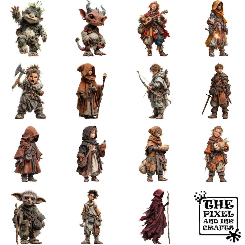 60 Fantasy RPG Character PNG Bundle for TTRPG, Dnd, Game Design ...