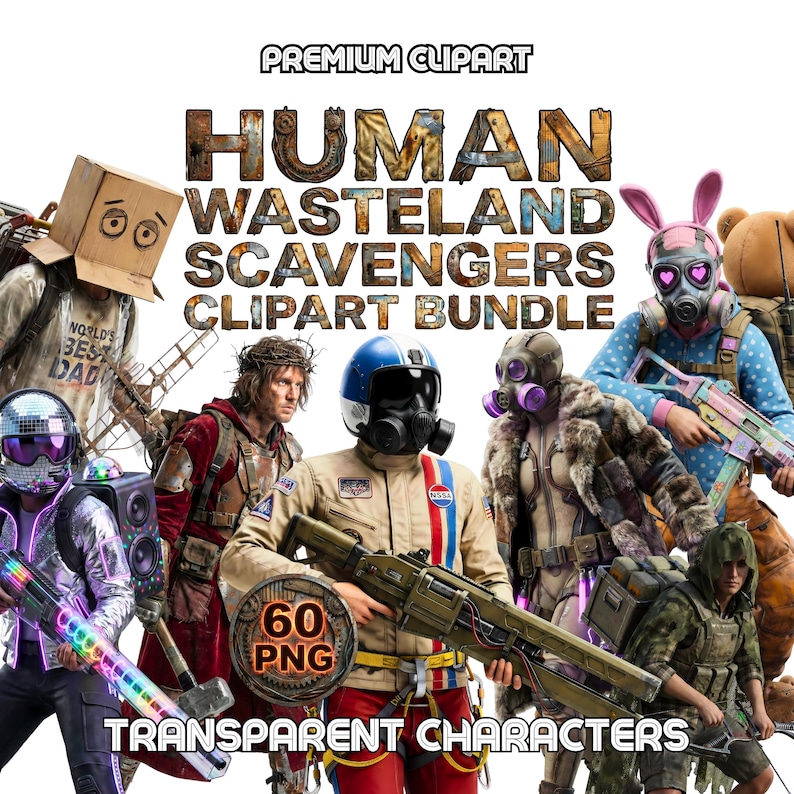 Wasteland Human Scavengers PNG Clipart Bundle | Post Apocalyptic Nomad ...