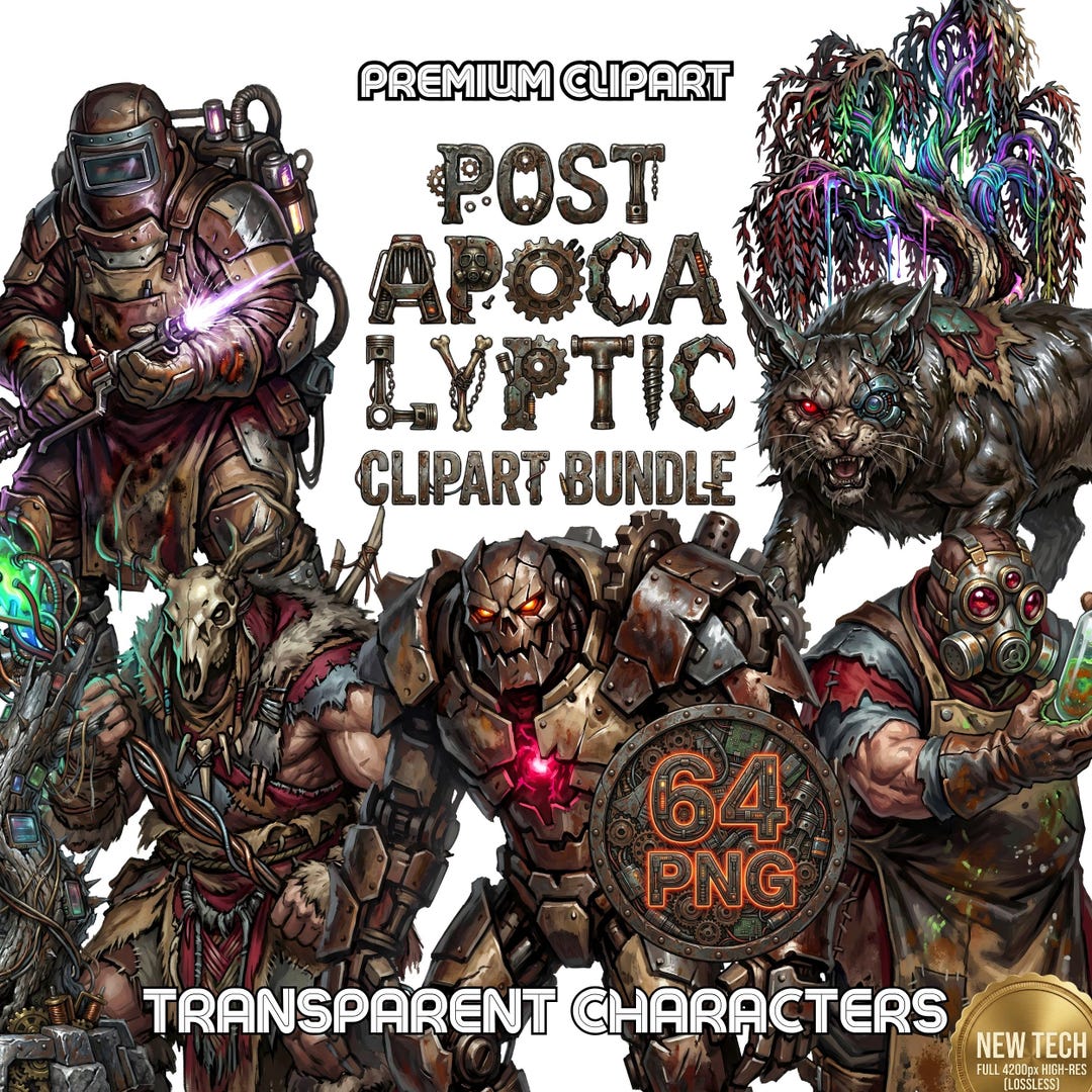 Post Apocalyptic Clipart Bundle | Scavenger PNG | Dystopian Survivor ...