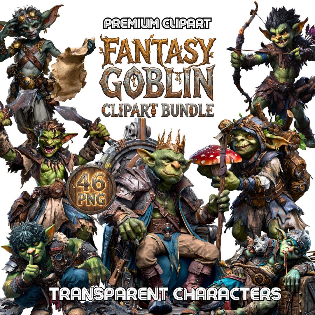 Goblin Clipart Bundle | Fantasy Monster PNG | Warrior Rogue Shaman ...