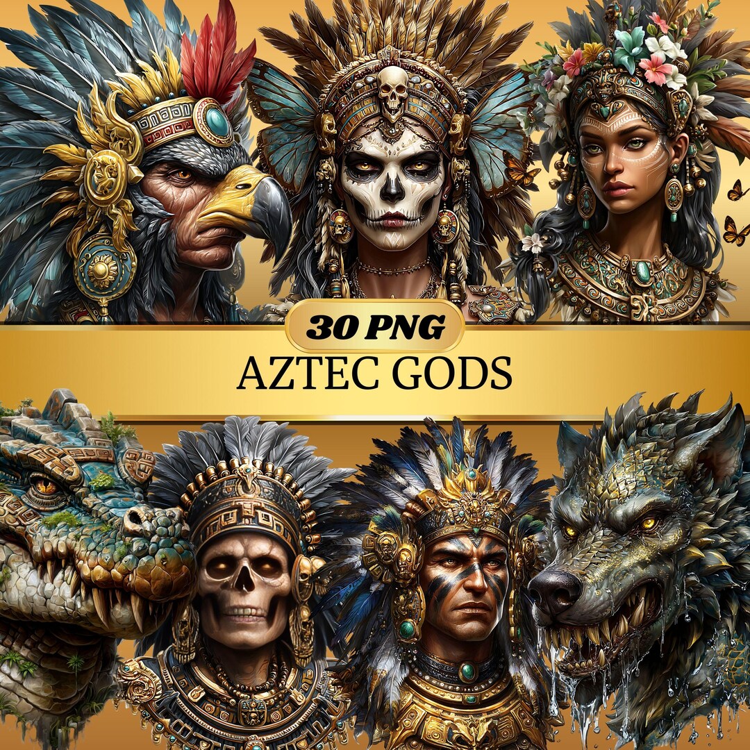 Aztec Gods and Goddesses PNG Bundle – Mesoamerican Mythology Clipart ...