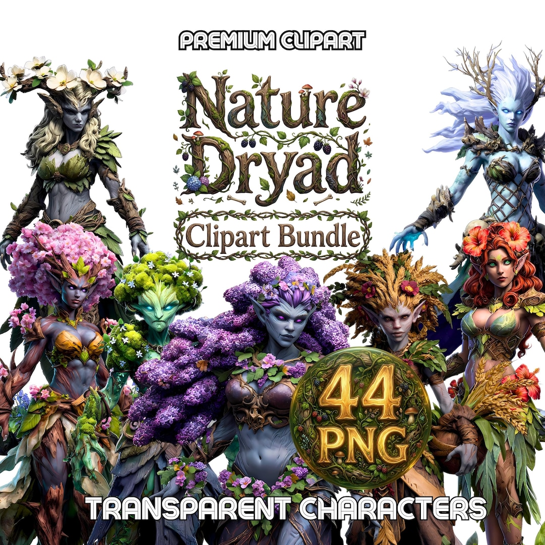Nature Dryad Clipart Bundle | Forest PNG Nymph Spirit | Fantasy Wood ...
