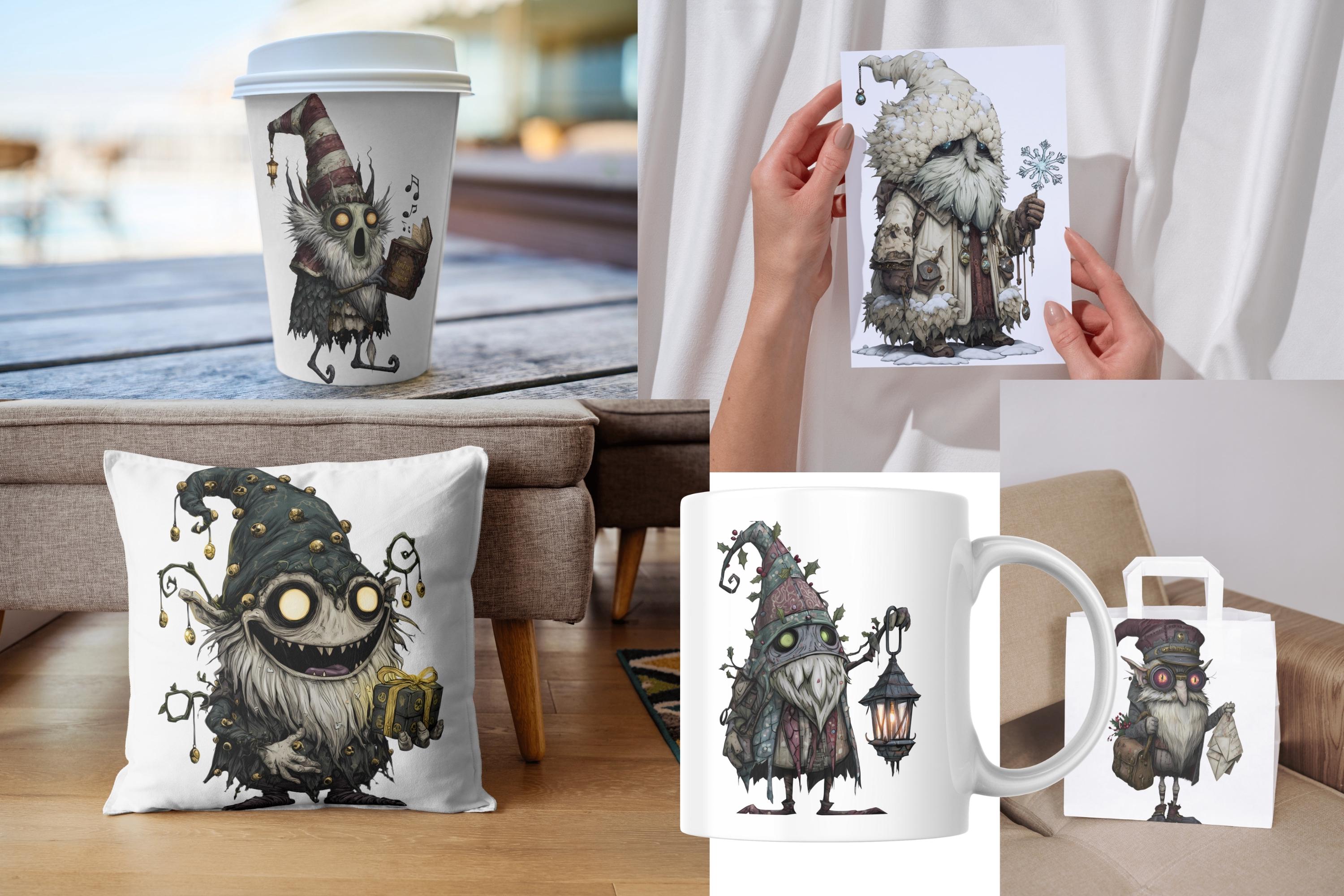 Gothic Christmas Gnome PNG Bundle, Dark Whimsigothic Santa Gonk Clipart ...