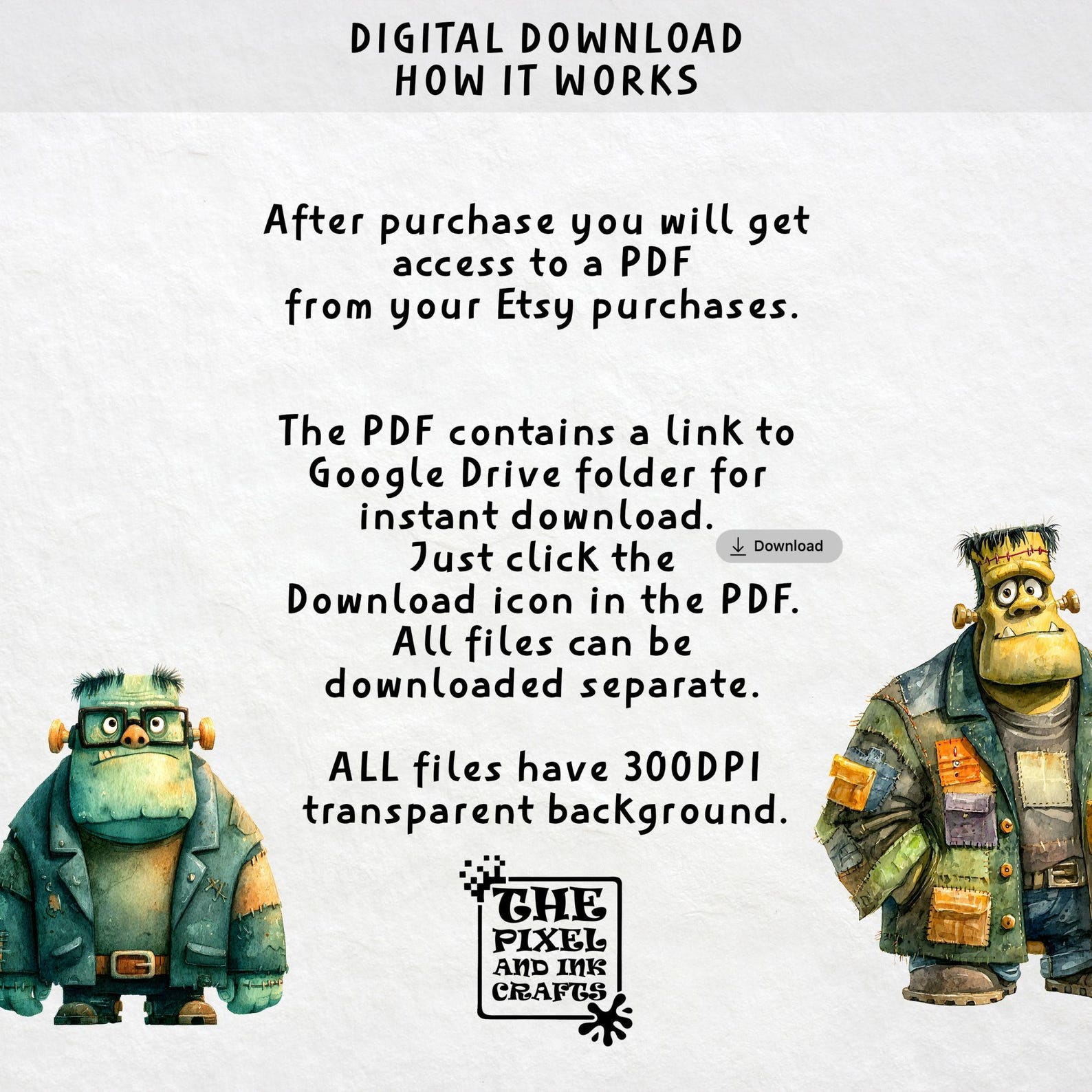 Frankenstein Monster Cute Clipart Bundle - Halloween Png Green Zombie ...