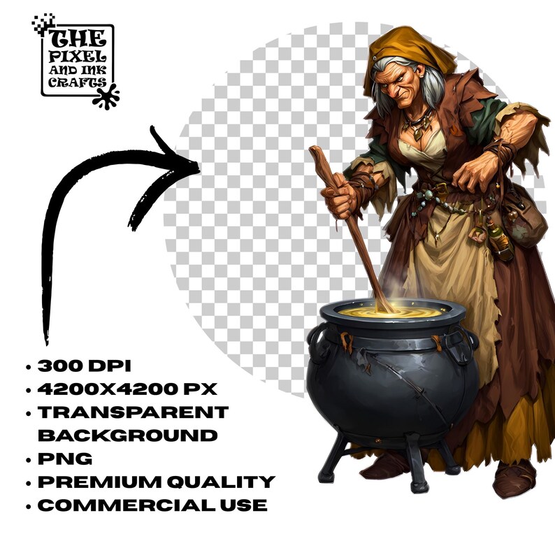 Dark Fantasy Hag PNG Clipart Bundle | Gothic Sorceress Dnd Token ...