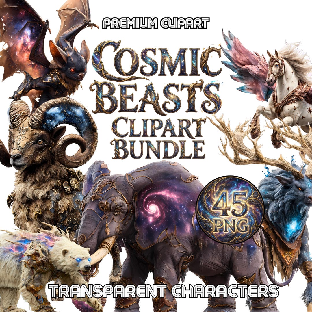 Cosmic Mythical Beasts Clipart Bundle | Transparent BG | PNG | Fantasy ...