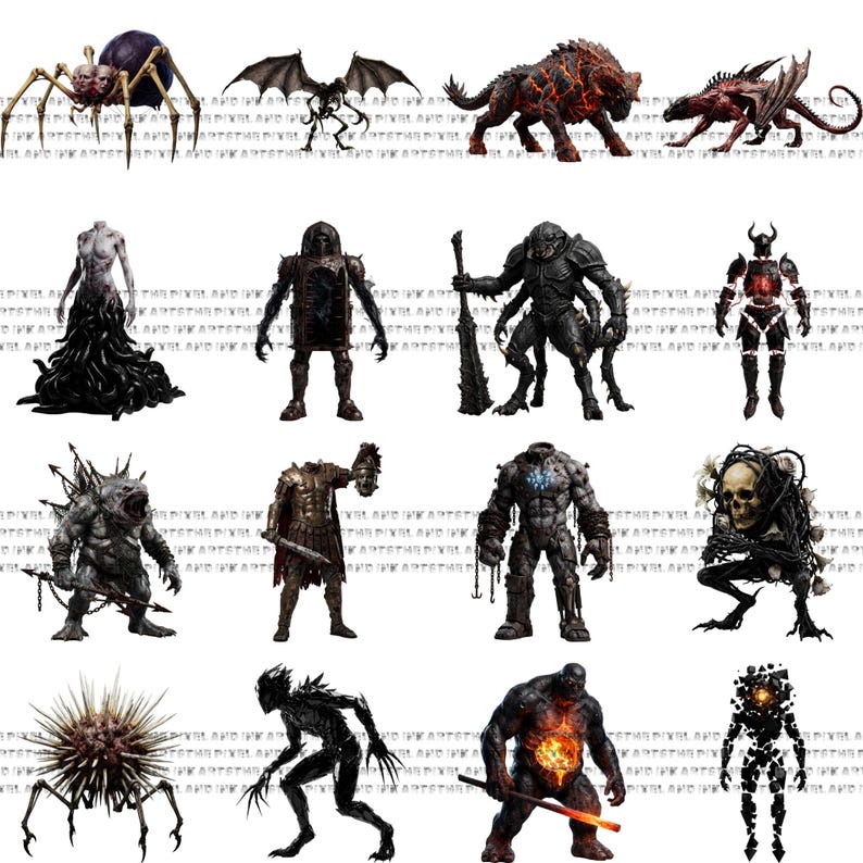 Fantasy Monster PNG Bundle | Dnd Art Creatures | Grimdark RPG | Dark ...