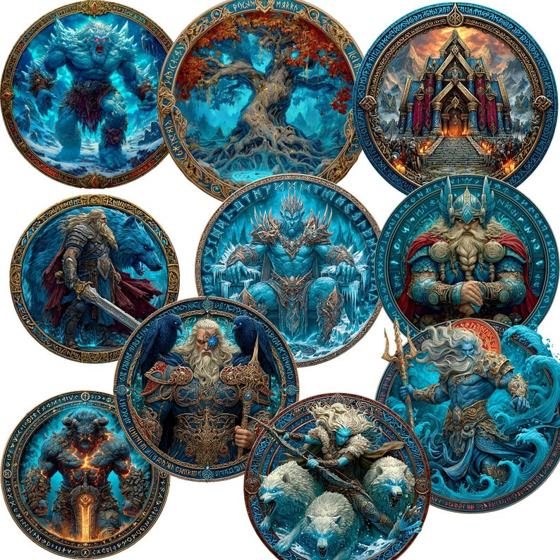 Norse Mythology Clipart Bundle Odin Thor Loki Viking Gods and Giants ...