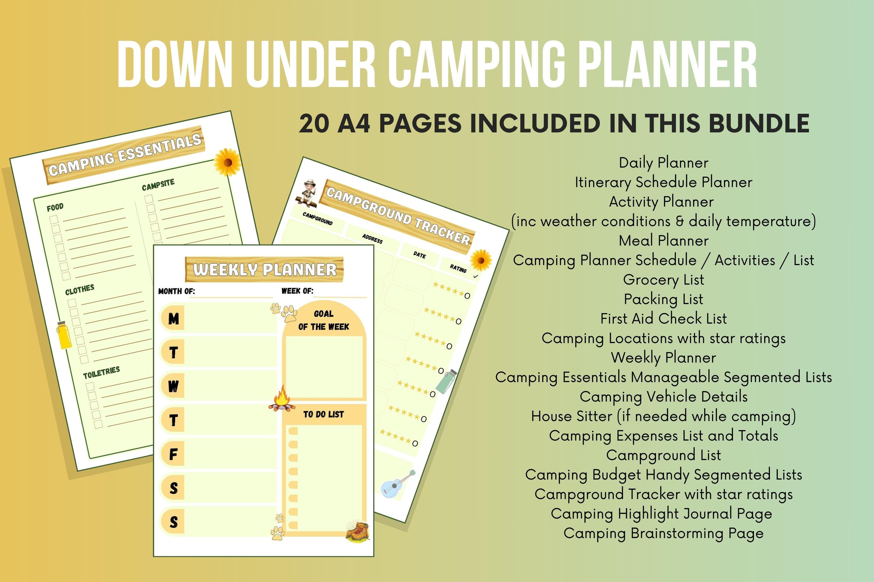 Camping Planner, Printable Pages, Kids and Adults Fun Adventures, A4 ...
