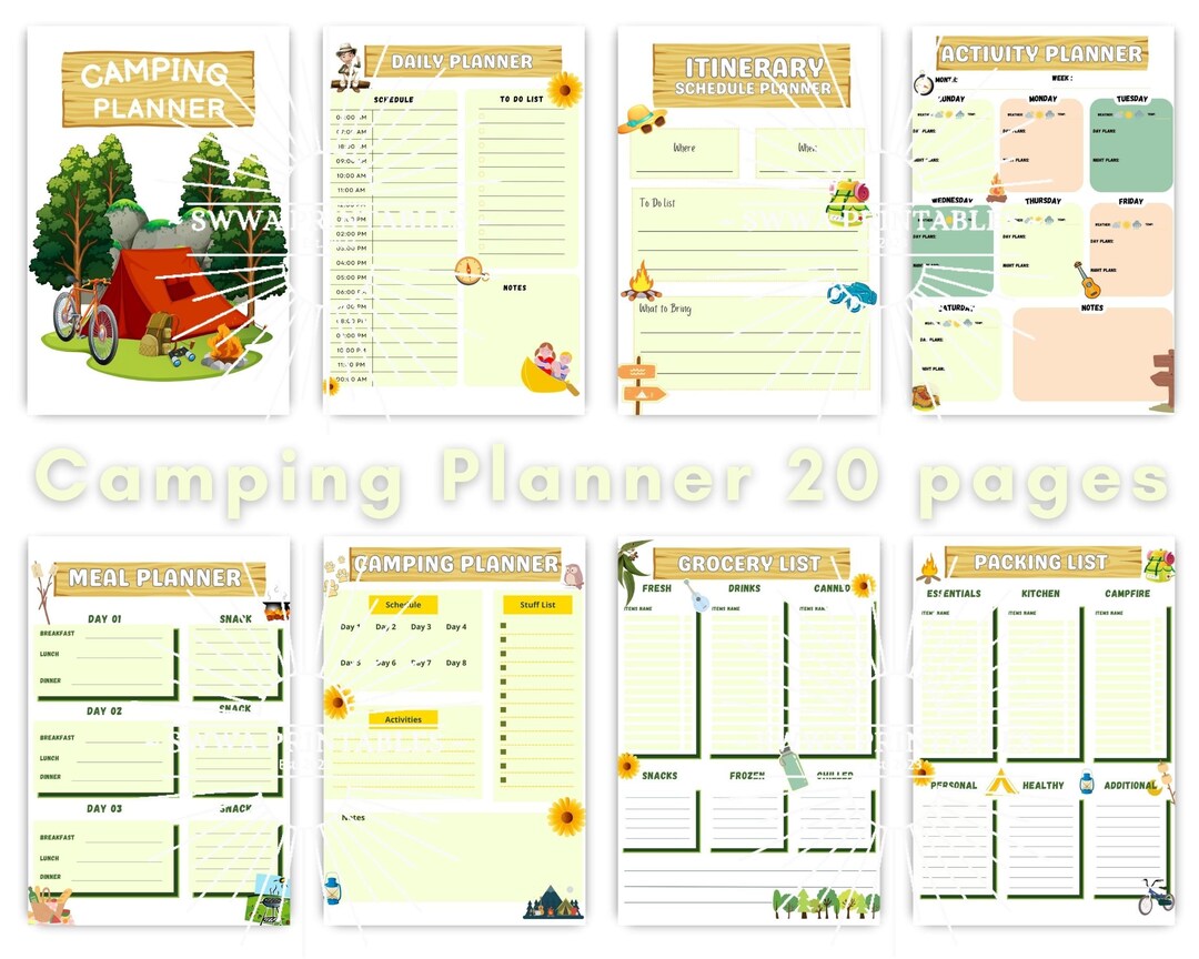 Camping Planner, Printable Pages, Kids and Adults Fun Adventures, A4 ...