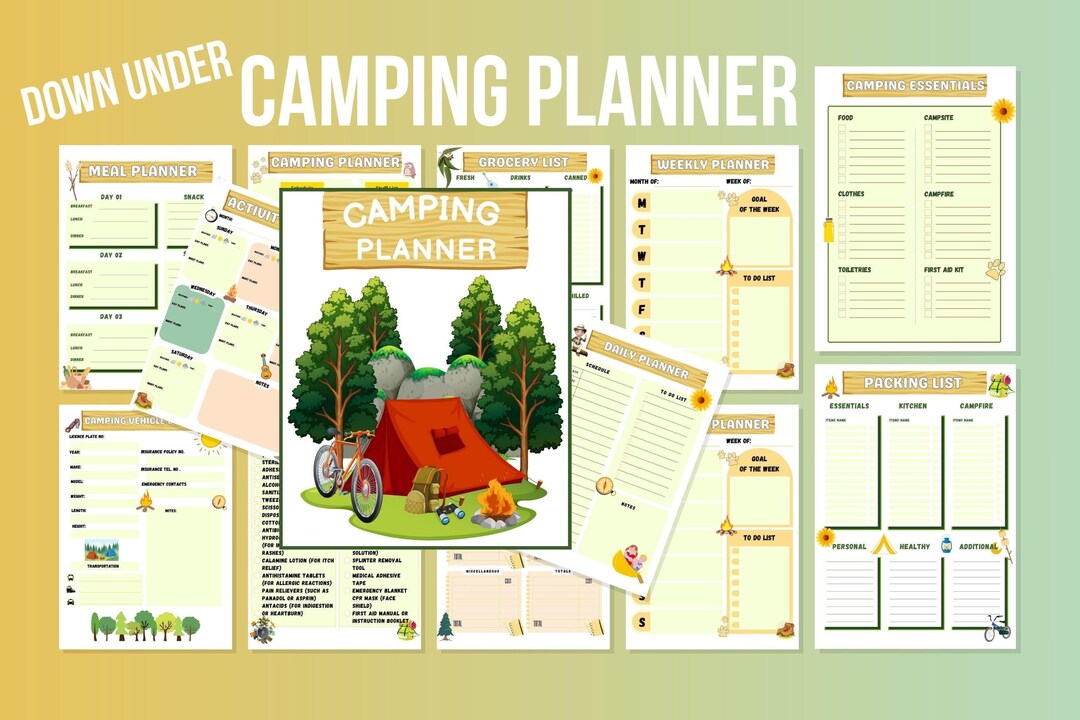 Camping Planner, Printable Pages, Kids and Adults Fun Adventures, A4 ...