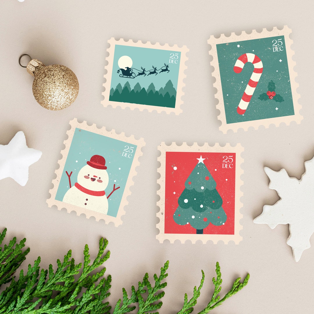 Christmas Postage Stamp Sticker Instant Download/christmas Gift Stamp ...