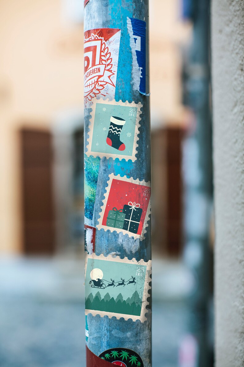 Christmas Postage Stamp Sticker Instant Download/christmas Gift Stamp ...