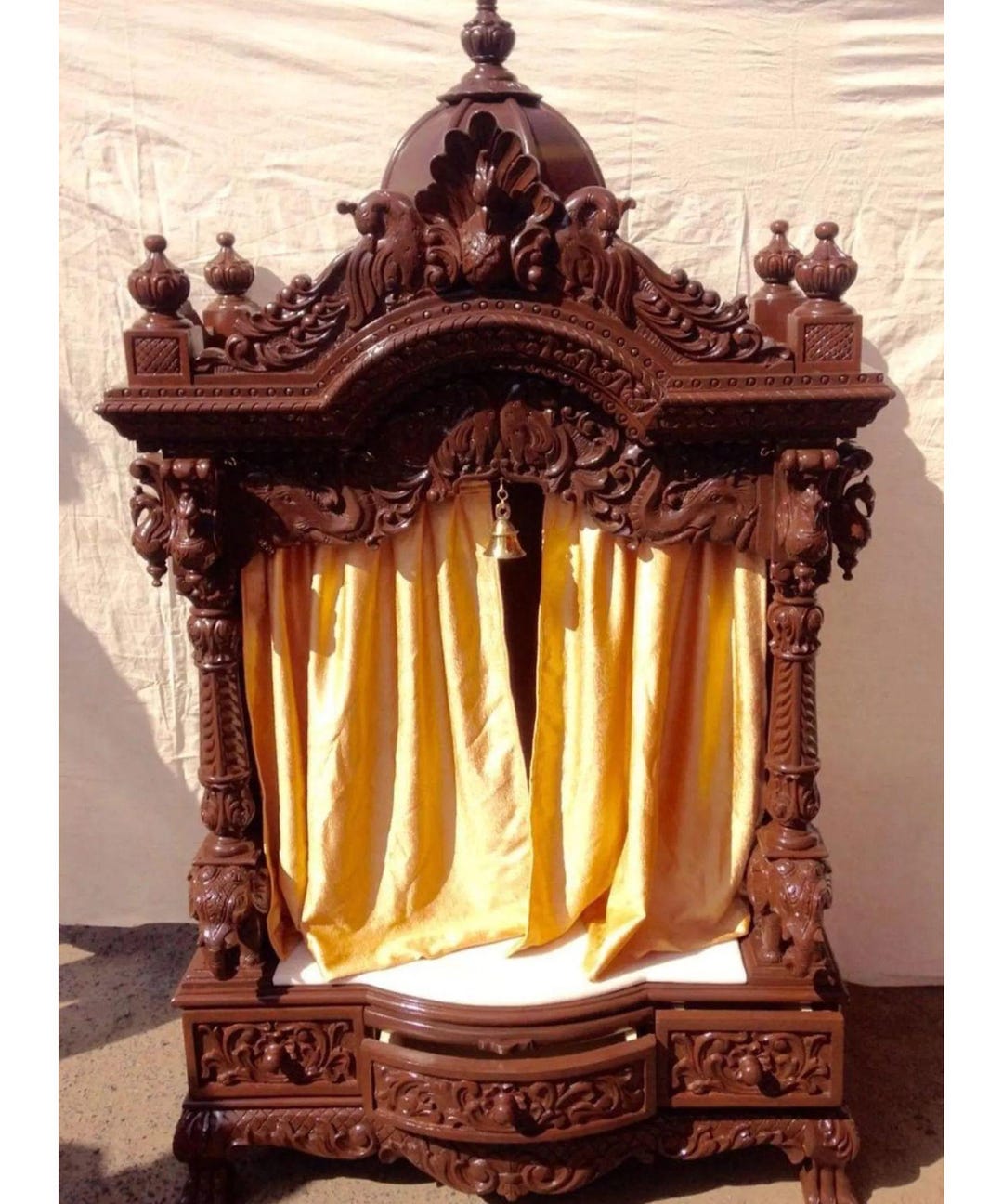 Traditional Teak Wood Mandir | Hand-carved Wooden Puja Temple - Etsy