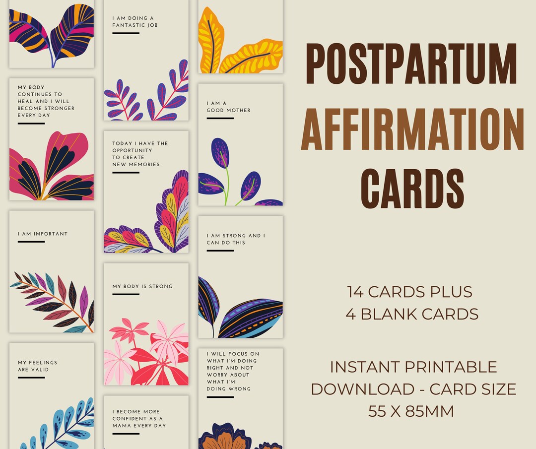 Empowering Postpartum Affirmation Cards for New Mothers - Set of 18 ...