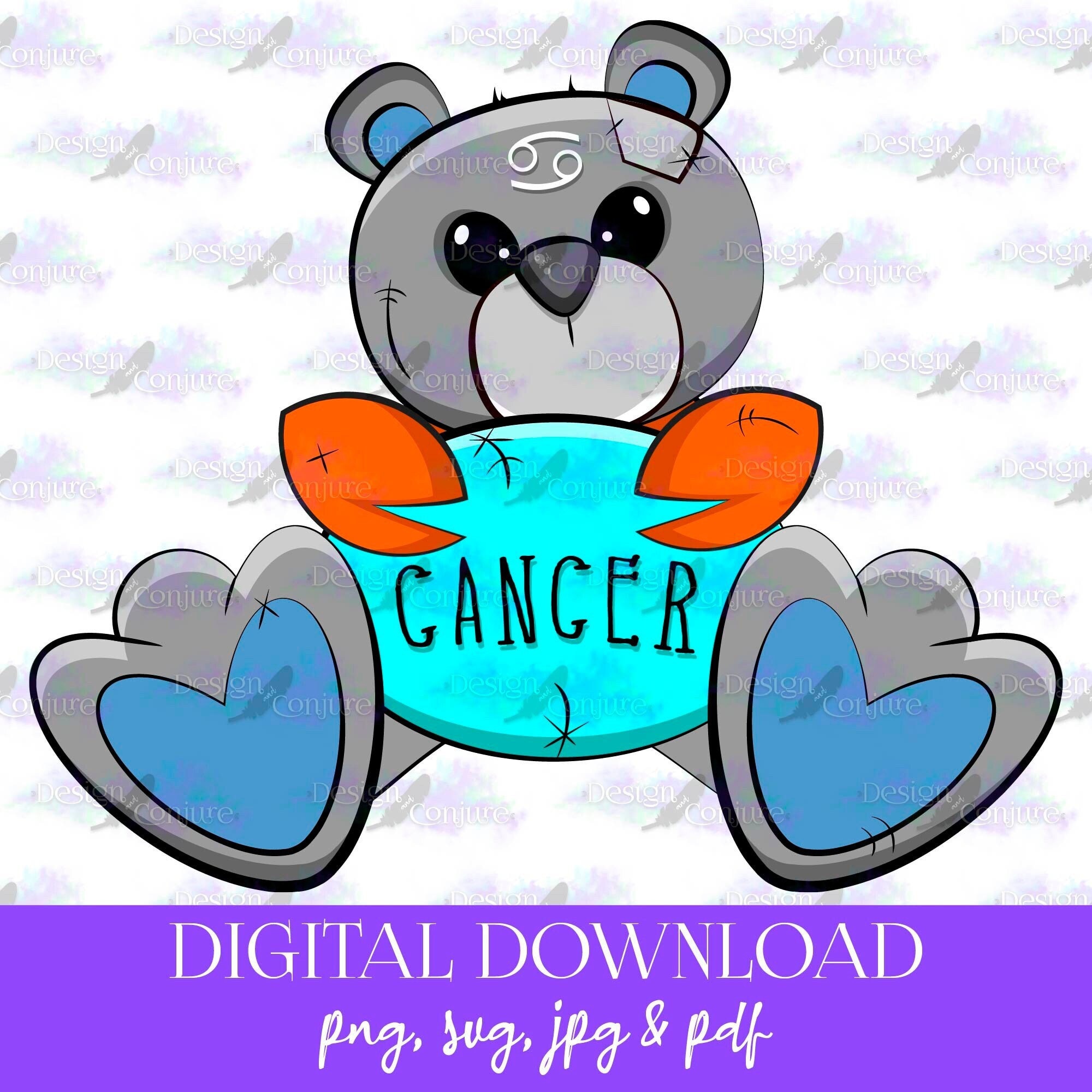 Blue Cancer Teddy Bear - Digital Download - Png, Svg, Jpg & Pdf - Etsy