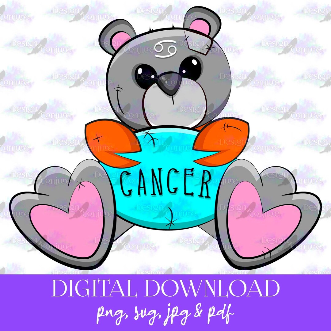 Pink Cancer Teddy Bear - Digital Download - Png, Svg, Jpg & Pdf - Etsy