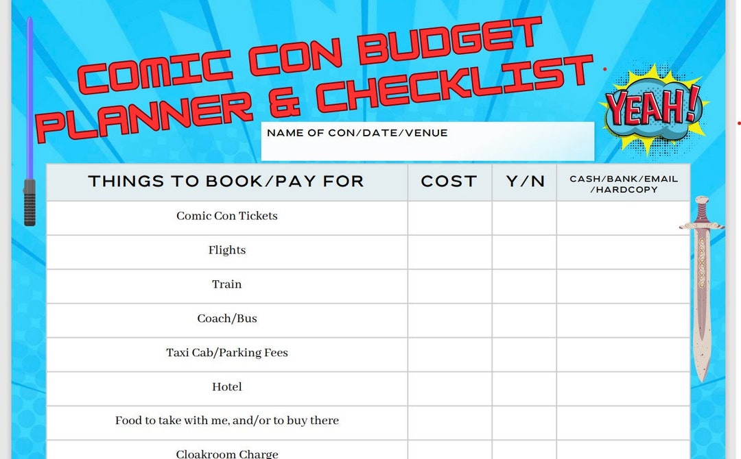 Comic Comic Budget and Admin Planner Tracker - Etsy