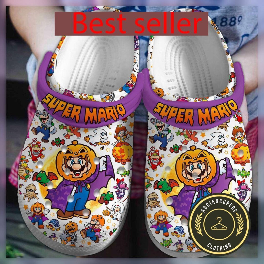 Super Mario Halloween Pumpkin Shoes Super Mario Shoes Mario - Etsy
