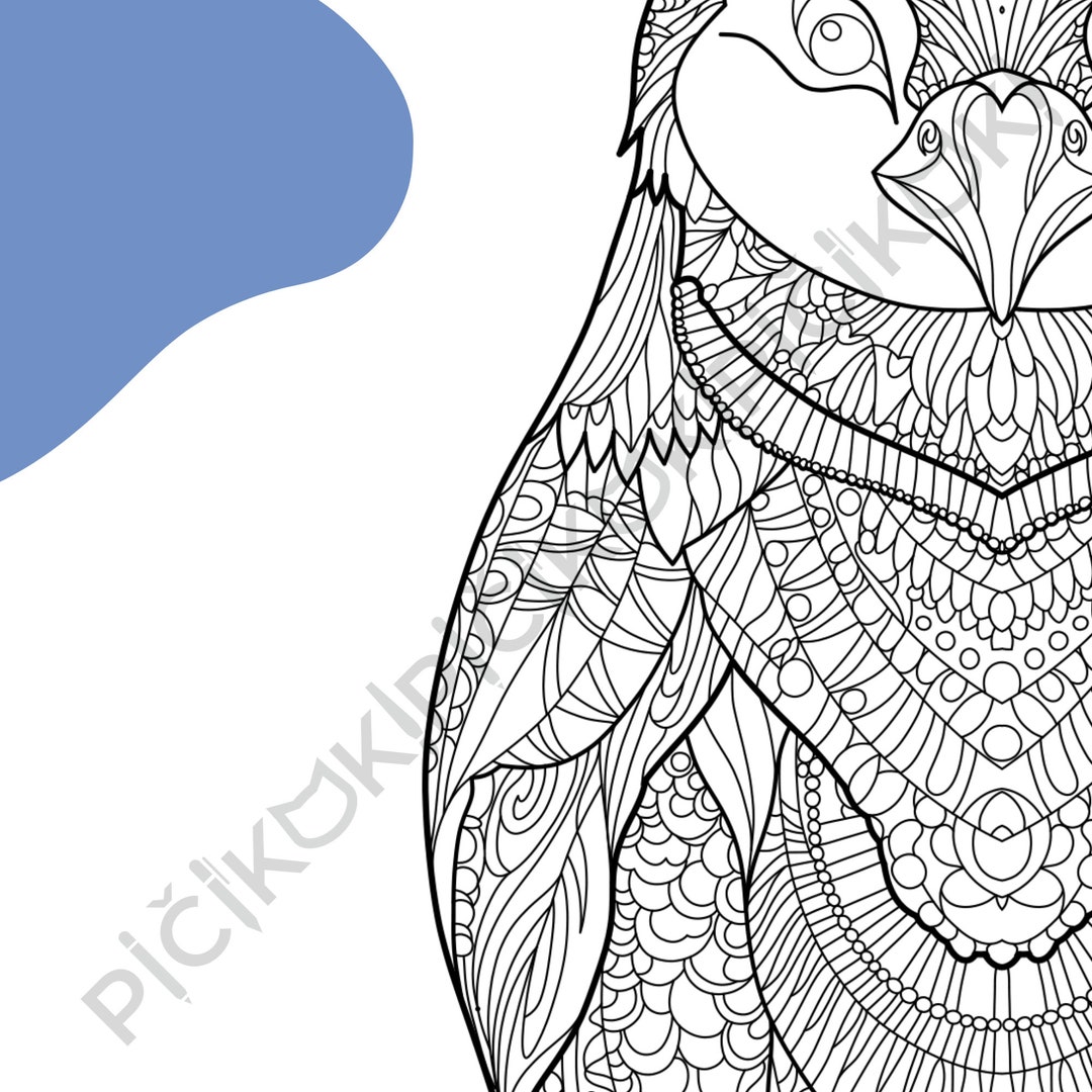 Penguin Mandala Coloring Page · Meditation, Stress Relief, Relaxation ...
