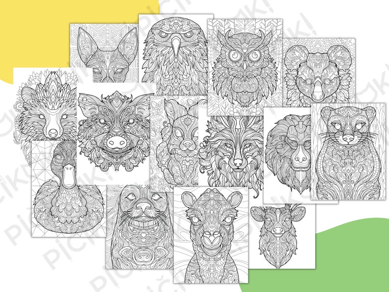 Animal Mandalas Coloring Pages Letter Size Anxiety & - Etsy