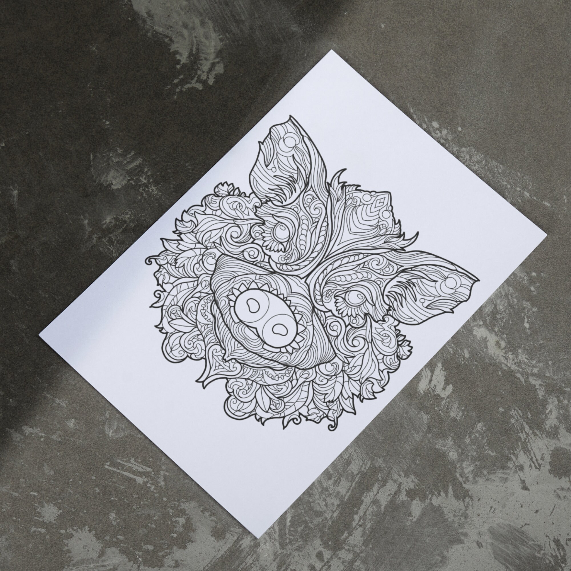 Pig Mandala Coloring Page · Meditation, Stress Relief, Relaxation ...