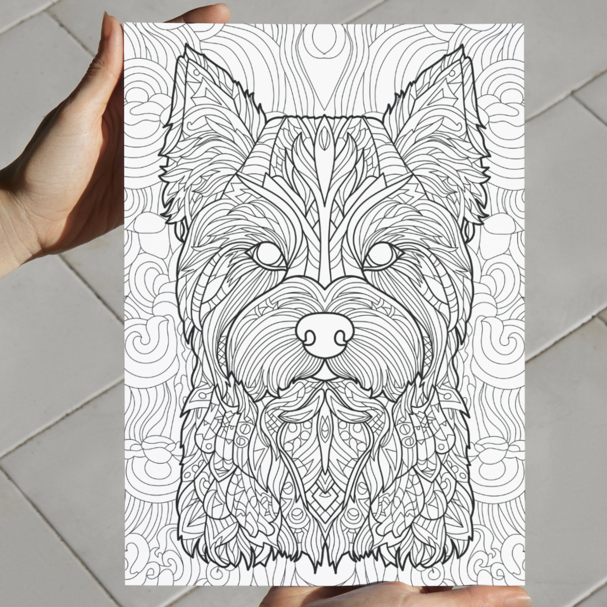 Dog Mandala Coloring Page · West Highland Terrier · Meditation, Stress ...