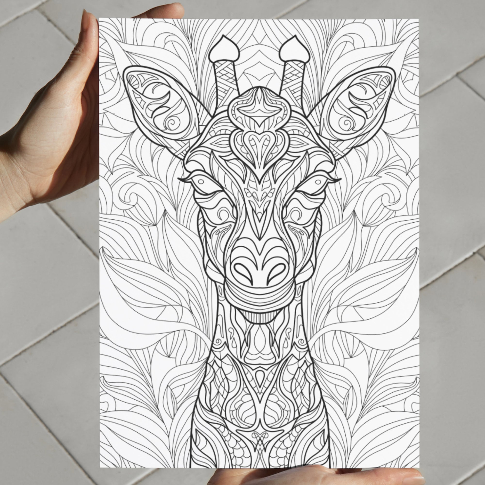 Giraffe Mandala Coloring Page Meditation Stress Relief - Etsy