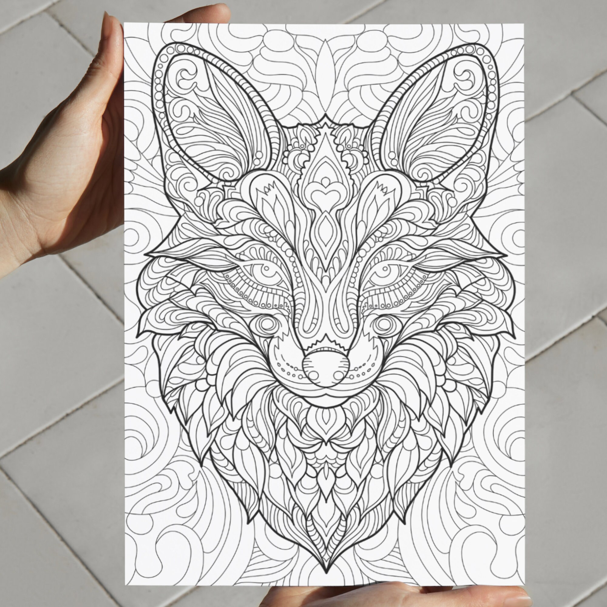 Fox Mandala Coloring Page · Meditation, Stress Relief, Relaxation ...