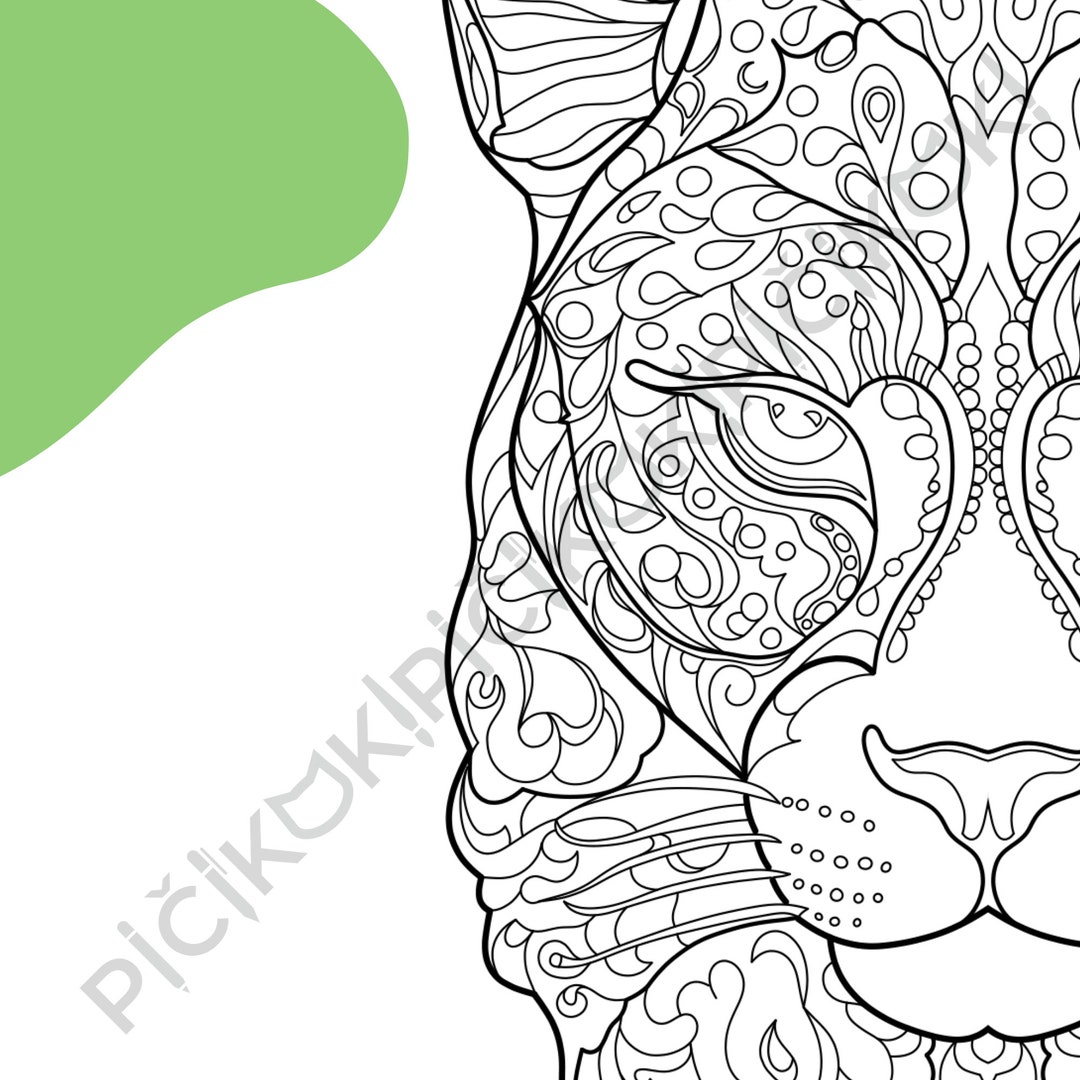 Leopard Mandala Coloring Page · Meditation, Stress Relief, Relaxation ...
