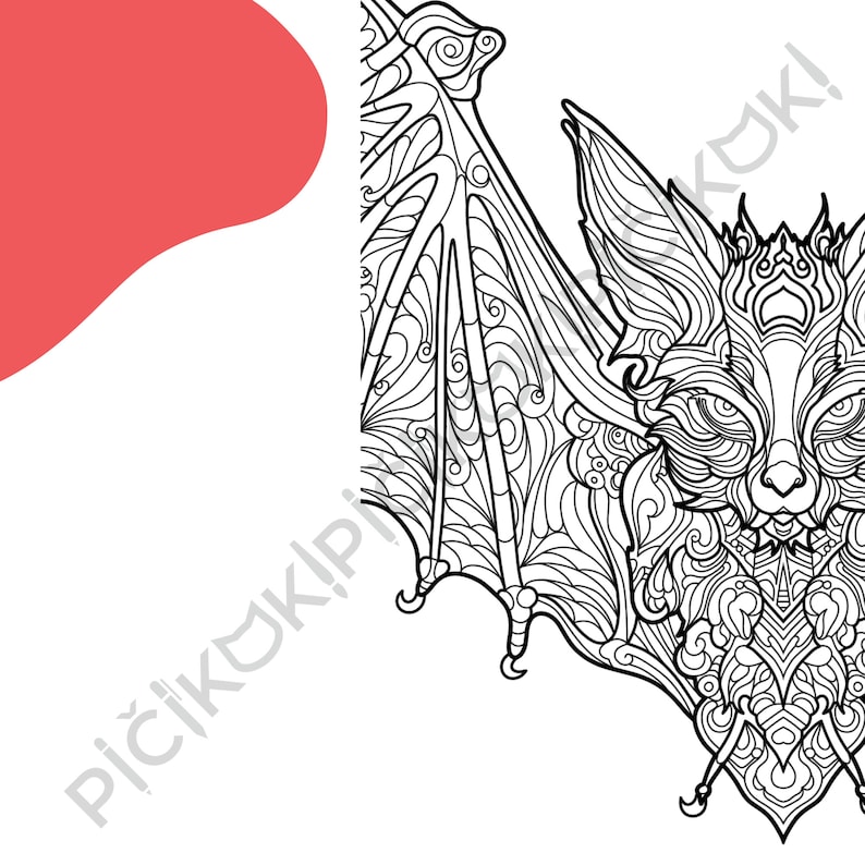 Bat Mandala Coloring Page Meditation, Stress Relief, Relaxation ...