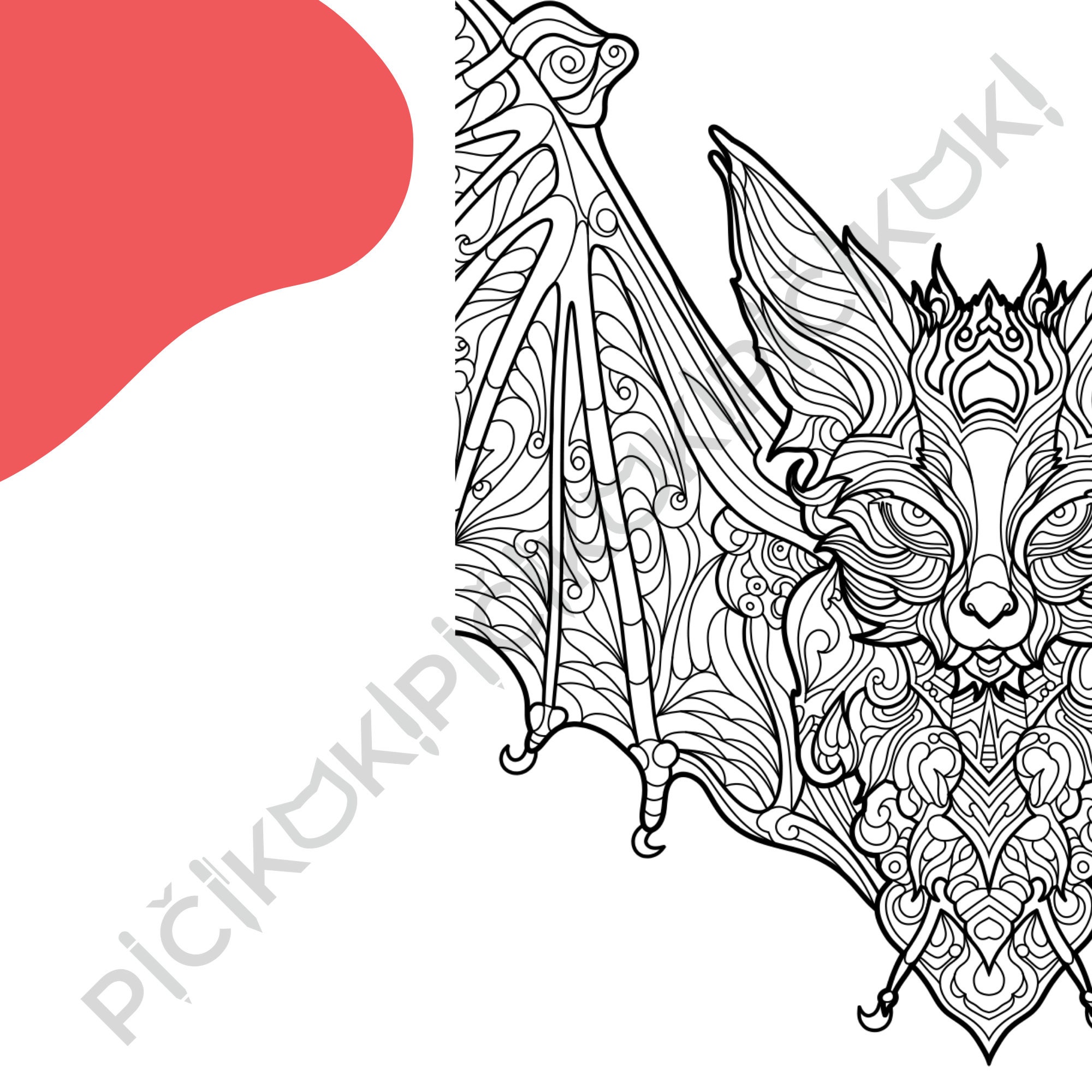 Bat Mandala Coloring Page · Meditation, Stress Relief, Relaxation ...