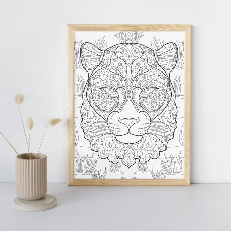 Leopard Mandala Coloring Page Meditation, Stress Relief, Relaxation ...