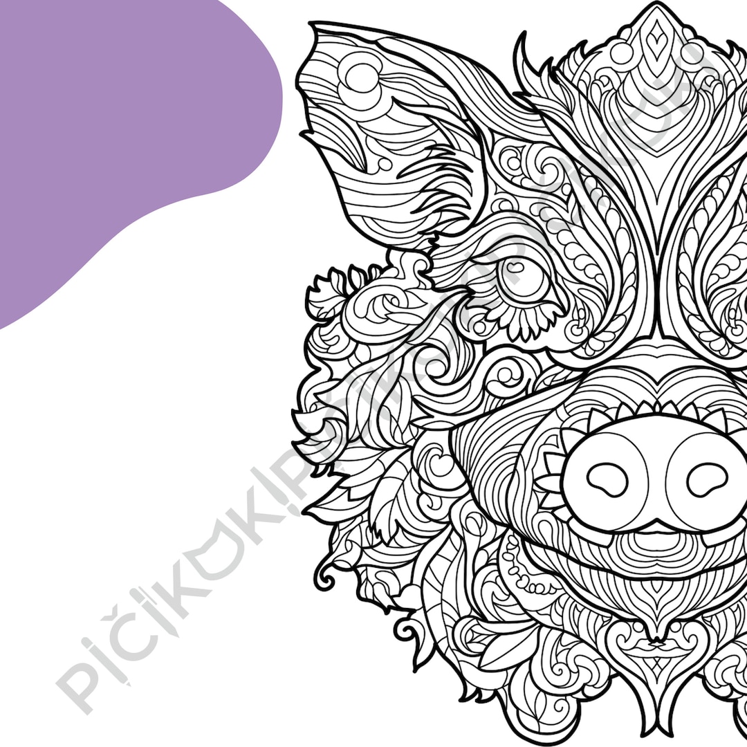 Pig Mandala Coloring Page · Meditation, Stress Relief, Relaxation ...