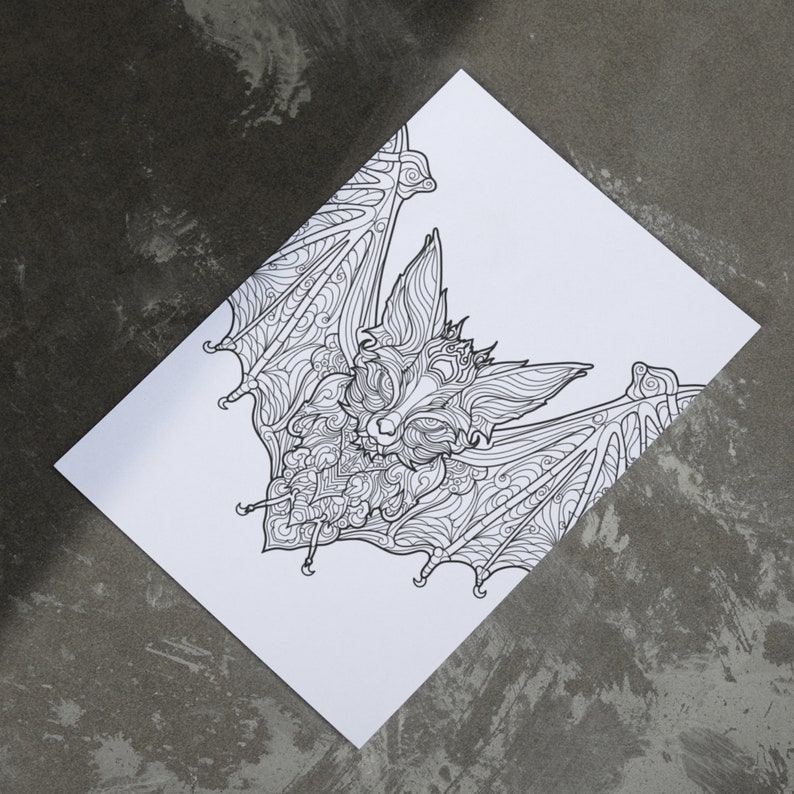 Bat Mandala Coloring Page Meditation, Stress Relief, Relaxation ...