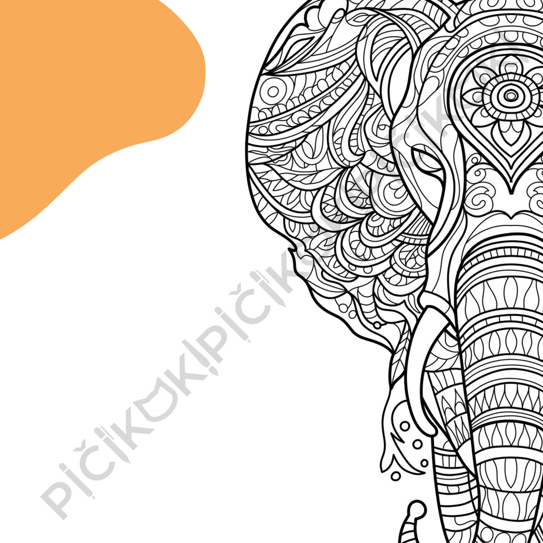 Elephant Mandala Coloring Page · Meditation, Stress Relief, Relaxation ...