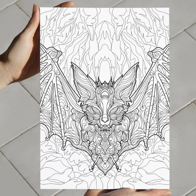 Bat Mandala Coloring Page Meditation, Stress Relief, Relaxation ...