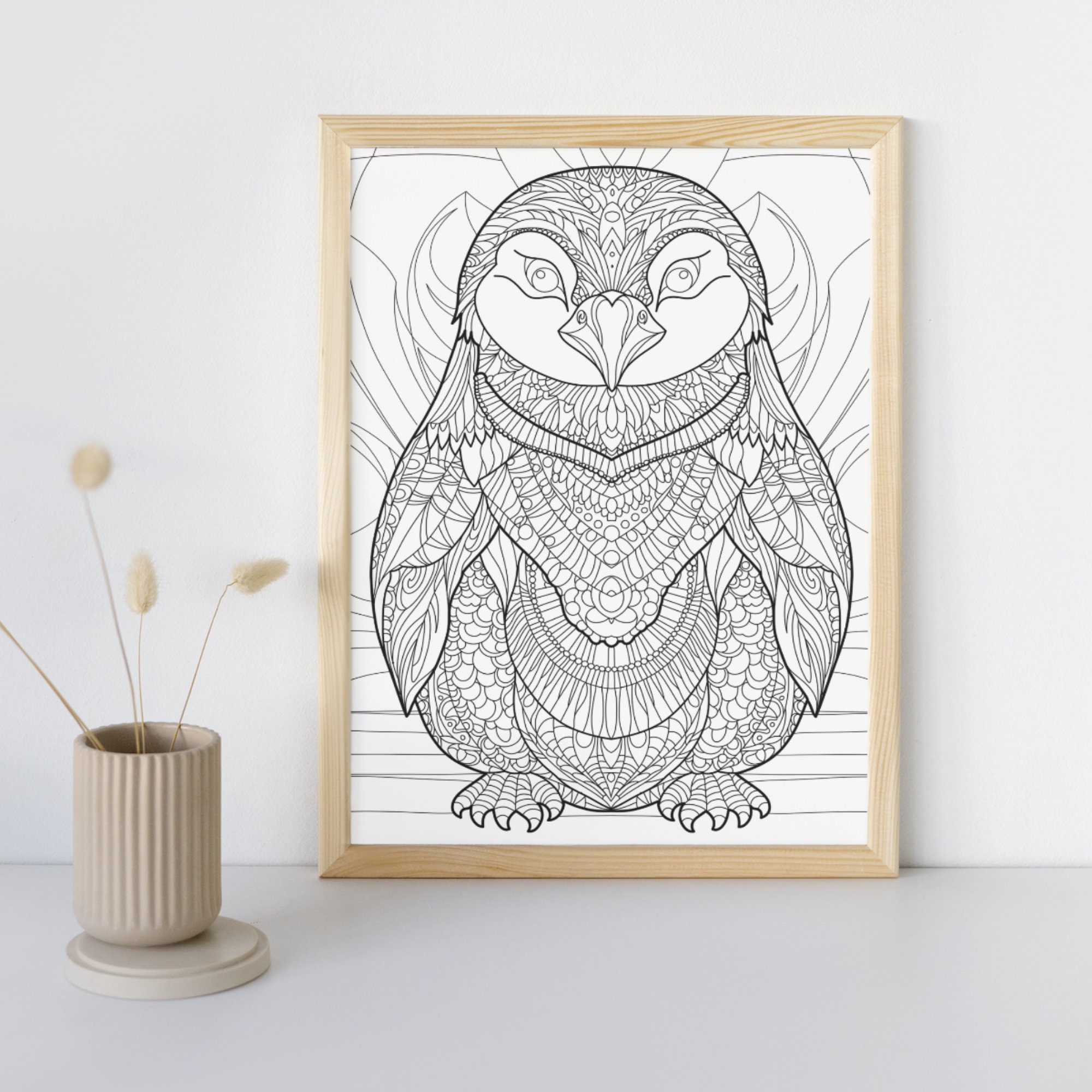 Penguin Mandala Coloring Page · Meditation, Stress Relief, Relaxation ...