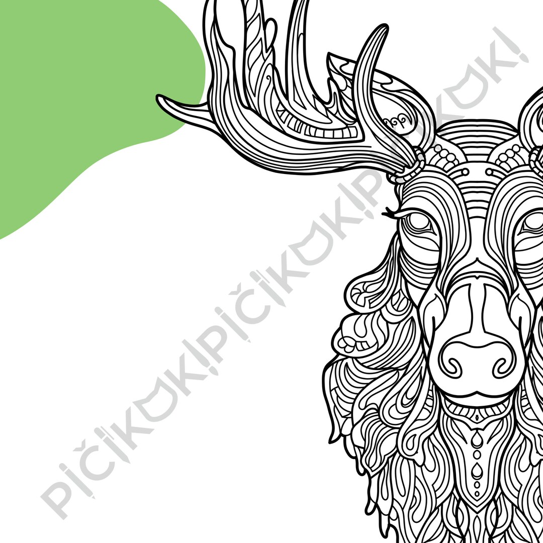 Moose Mandala Coloring Page · Meditation, Stress Relief, Relaxation ...