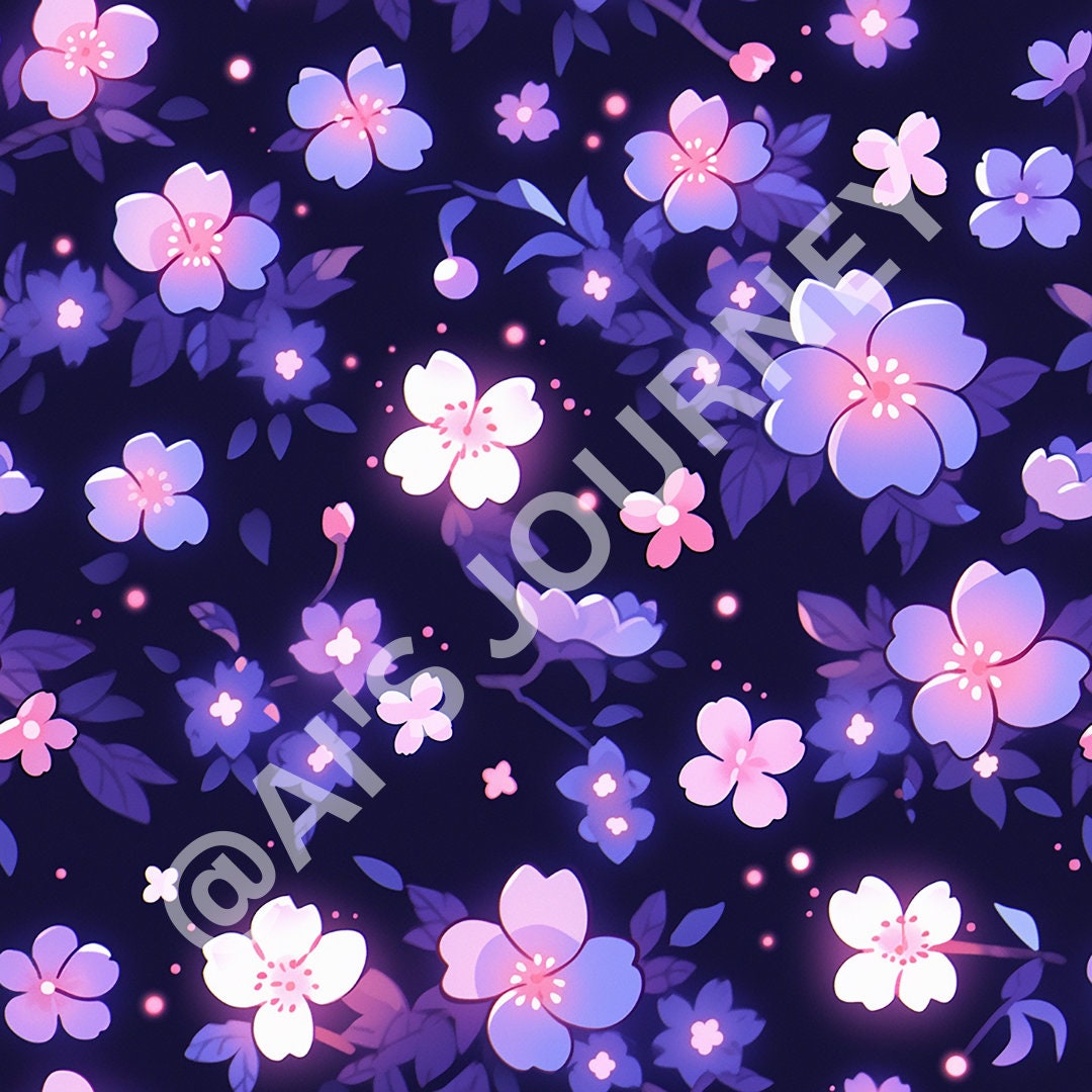 Sakura Cherry Blossom Digital Paper, Japanese Flower Pattern, Seamless ...