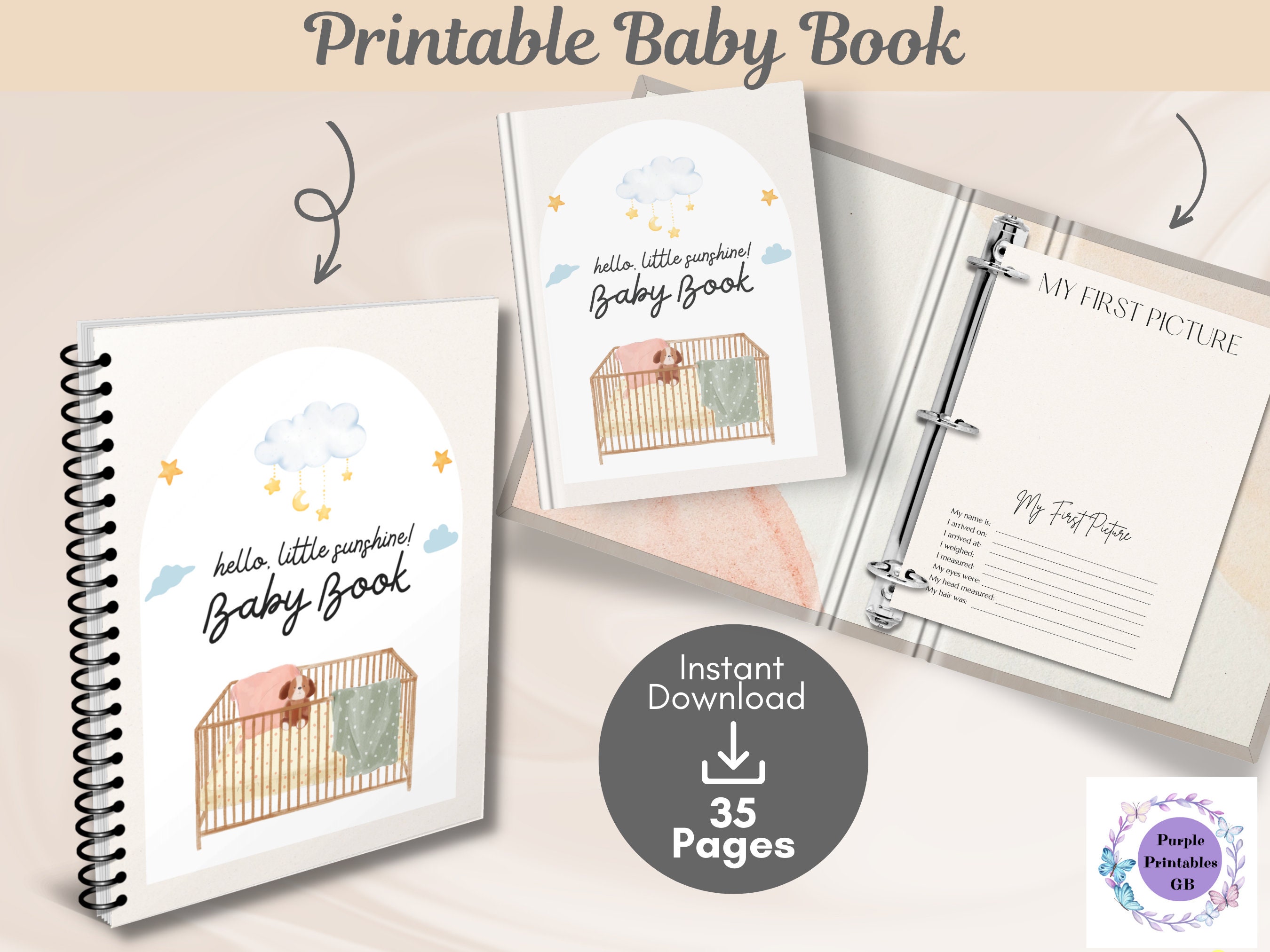 Baby Book Record Baby's First Record Printable Printables Baby Keepsake ...