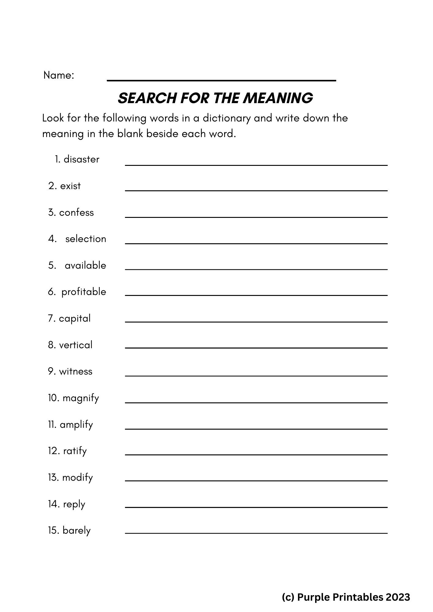 Vocabulary Worksheets for 9 - 10-year-olds. Year 5. English. Learning ...