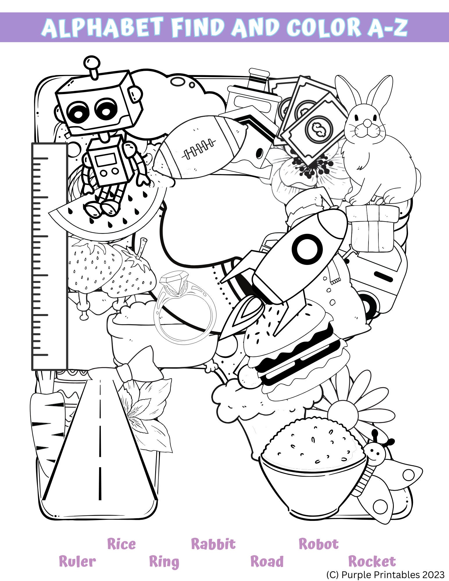 Alphabet Colouring Pages. Find the Words. Suitable for All Ages. Home ...