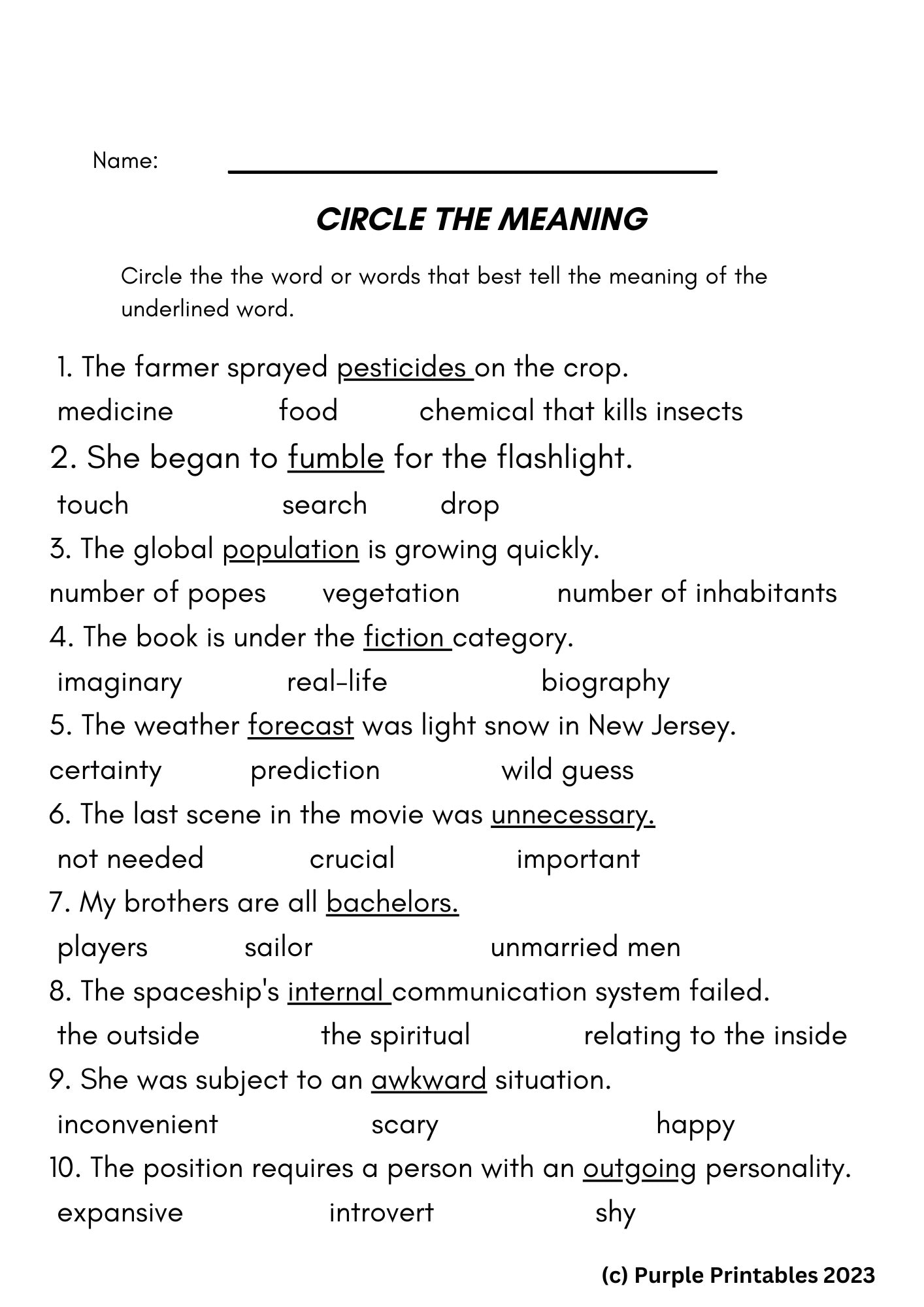 Vocabulary Worksheets for 9 - 10-year-olds. Year 5. English. Learning ...