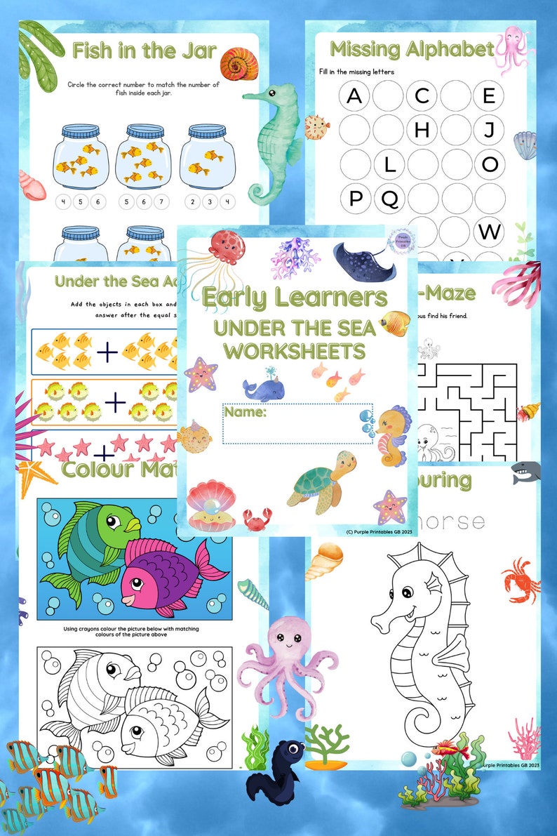 Under the Sea Childrens Activity Worksheers. Pre School. Home Education ...