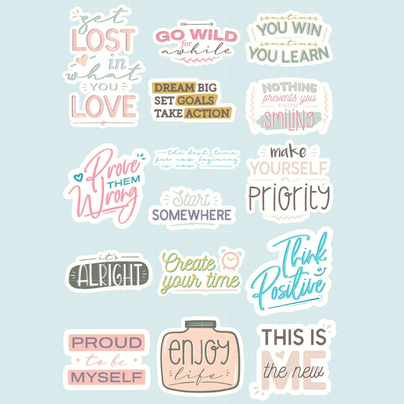 30 Pcs Motivational Stickers Clipart Set Stickers Printable Digital ...